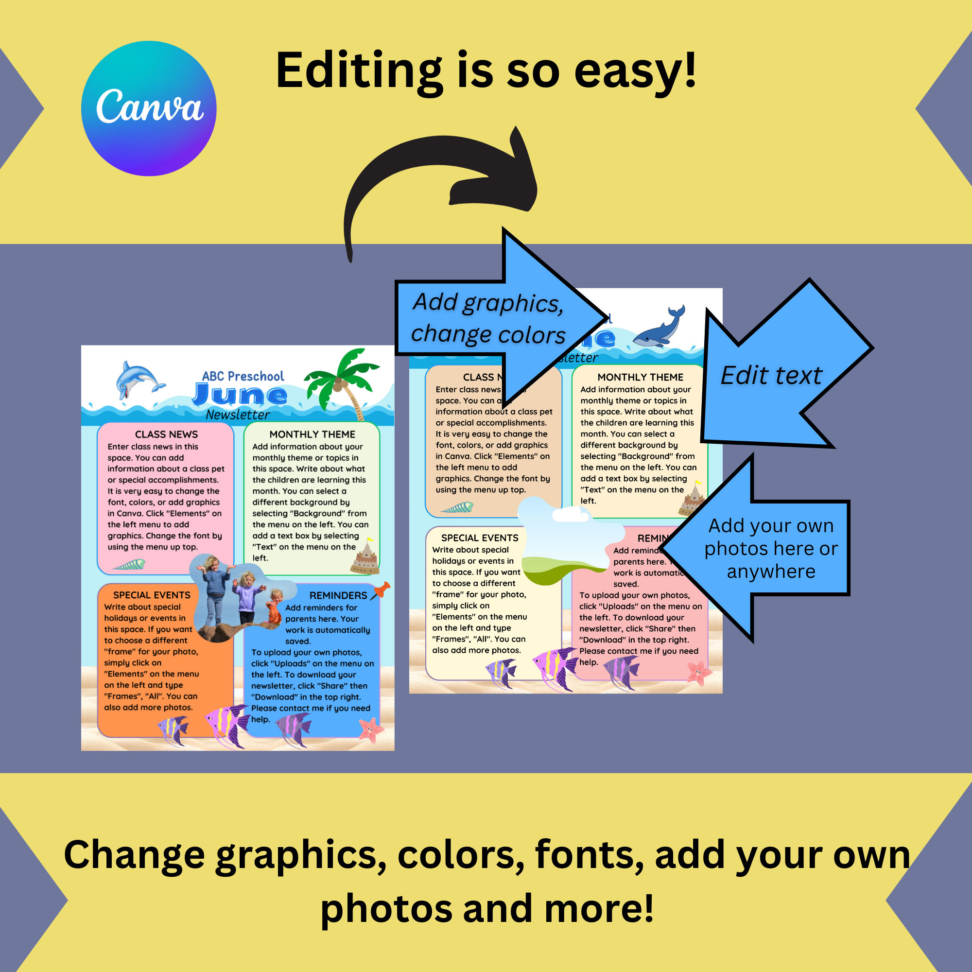 Editable June Classroom Newsletter Template: Canva, 8.5x11 (digital ...