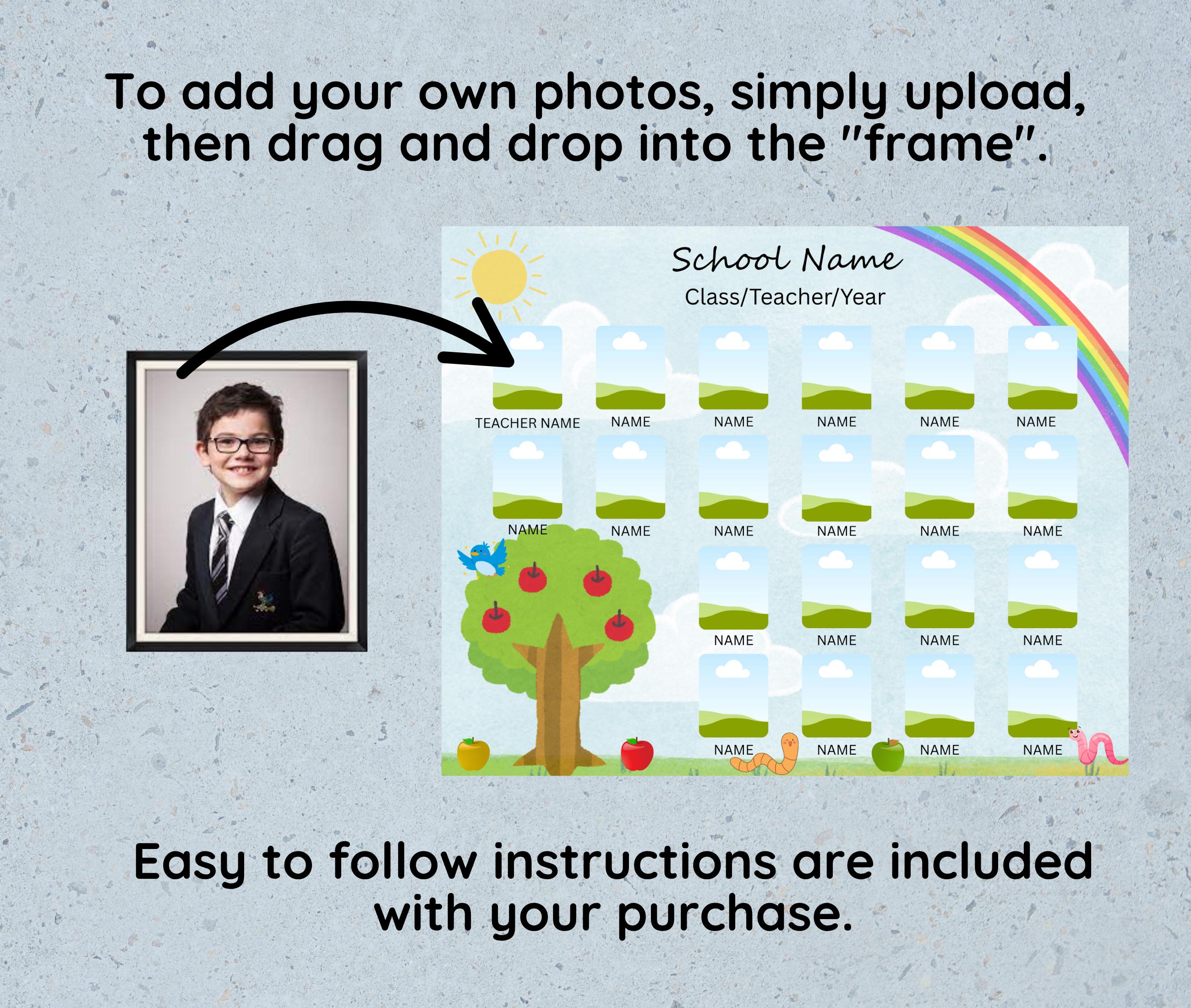 School Class Composite Template for CANVA, Kindergarten School Photo ...