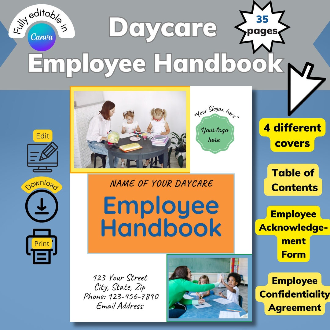 Daycare Employee Handbook: Editable Staff Policies & Procedures (canva ...