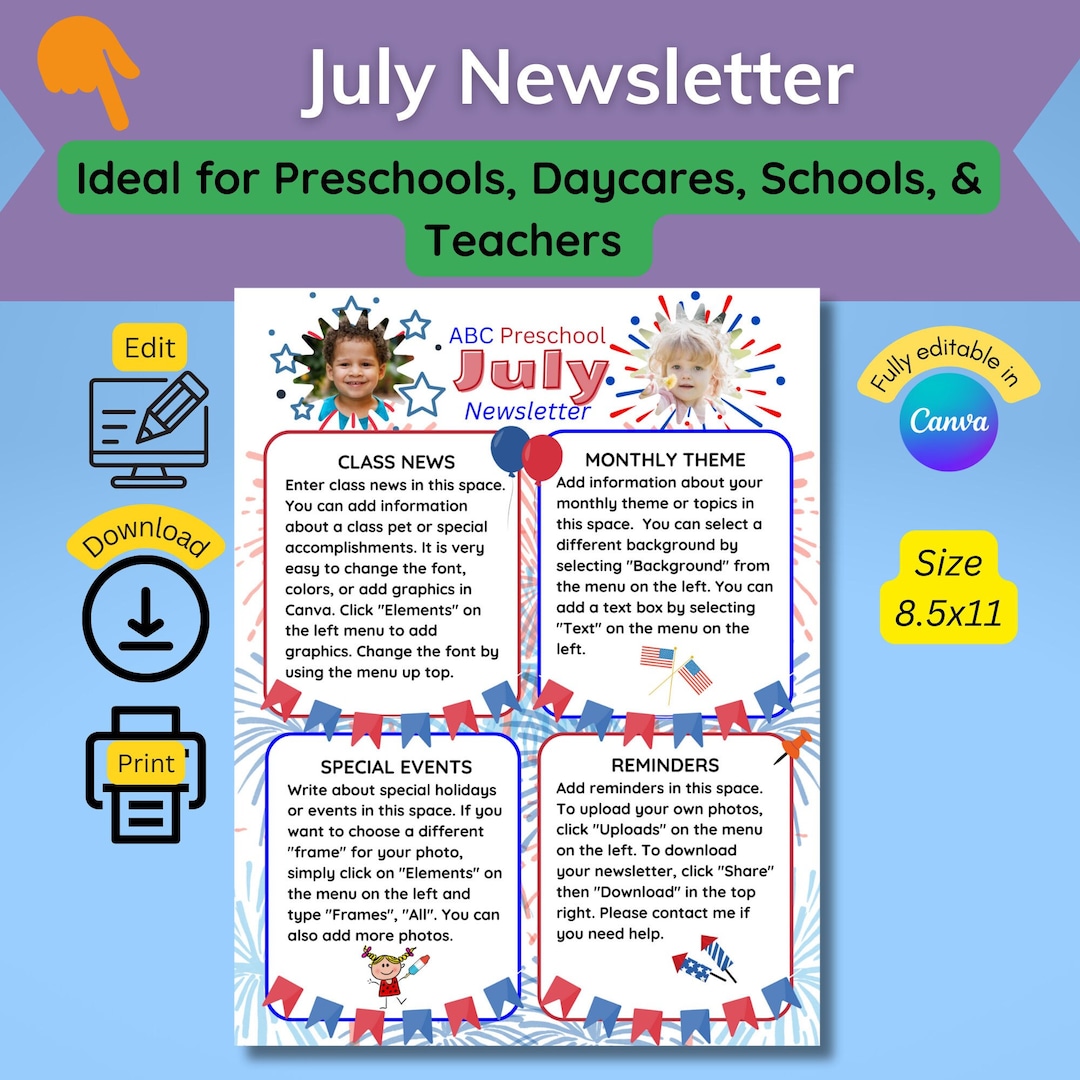 Classroom Newsletter Template, Monthly Newsletter, Teacher Newsletter ...