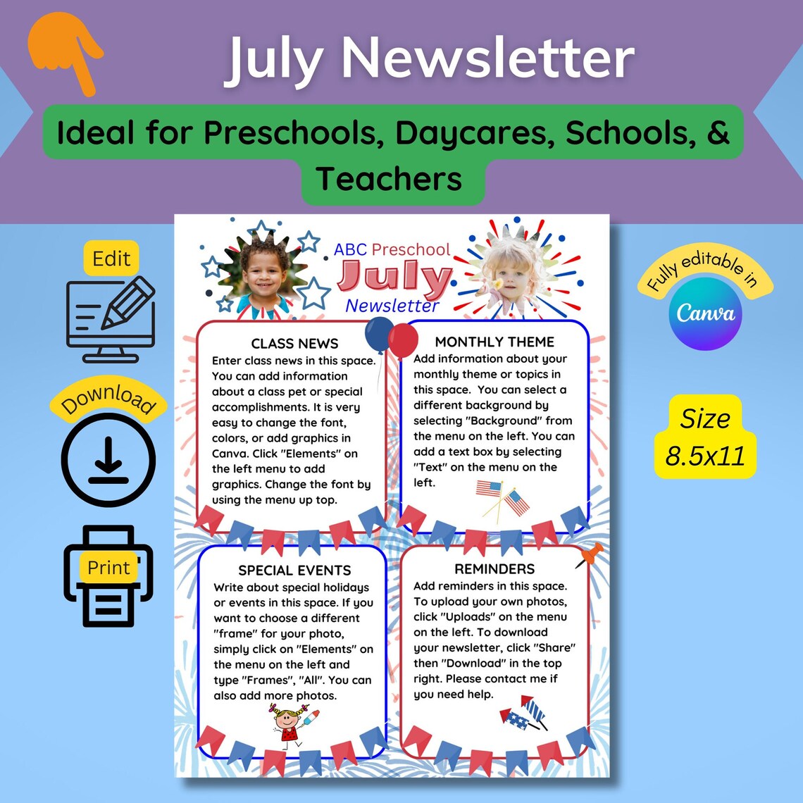 Classroom Newsletter Template, Monthly Newsletter, Teacher Newsletter ...