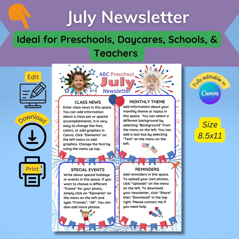 Classroom Newsletter Template, Monthly Newsletter, Teacher Newsletter ...