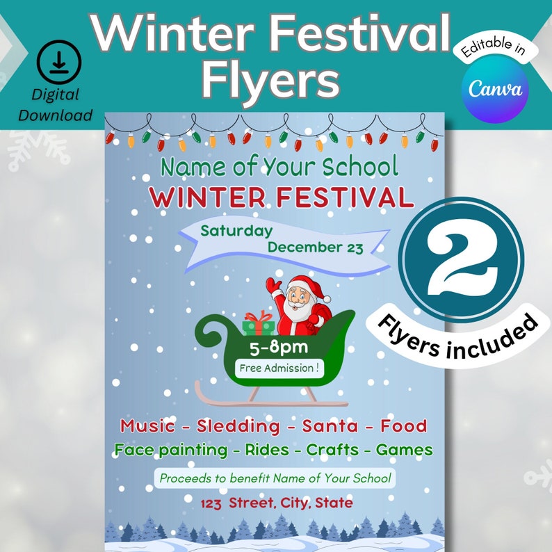 Winter Festival Flyer, Christmas Festival, Christmas Poster, Winter ...