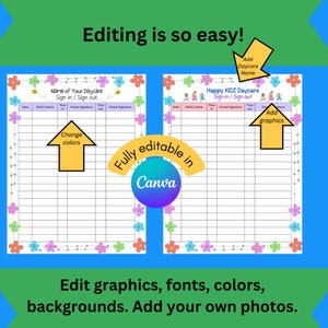 Colorful Sign in Sheet for Daycare, Preschool, Childcare, Home Daycare ...