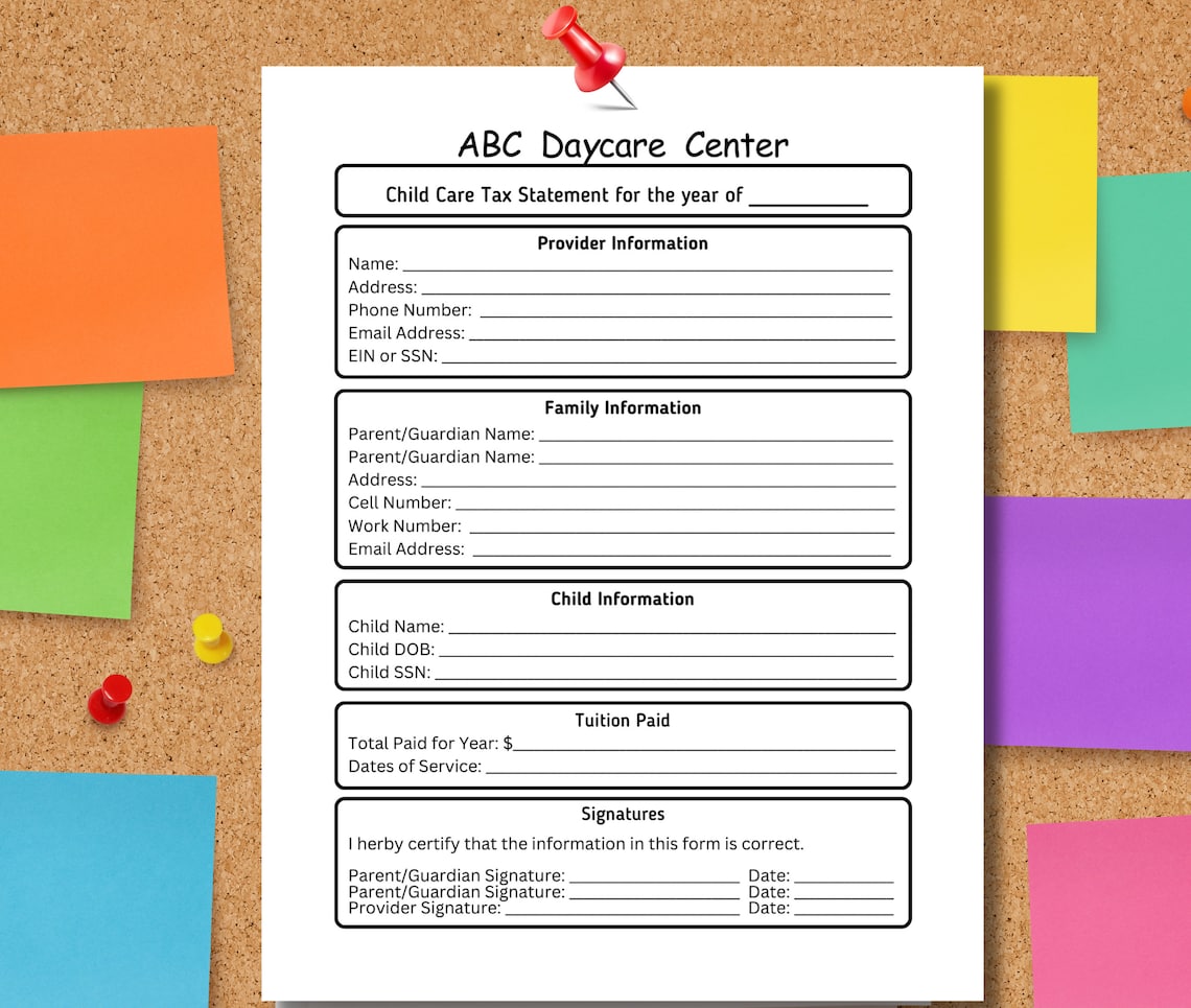 Tax Statement, Tuition Statement, Tax Form, Daycare Payment Receipt for ...