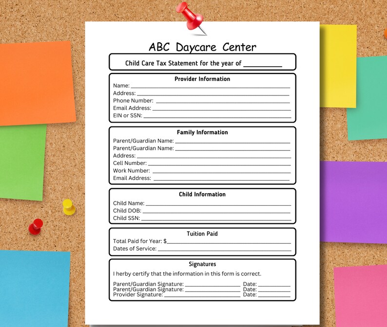 Daycare Tax Statement Template: Editable Tuition Receipt (digital ...