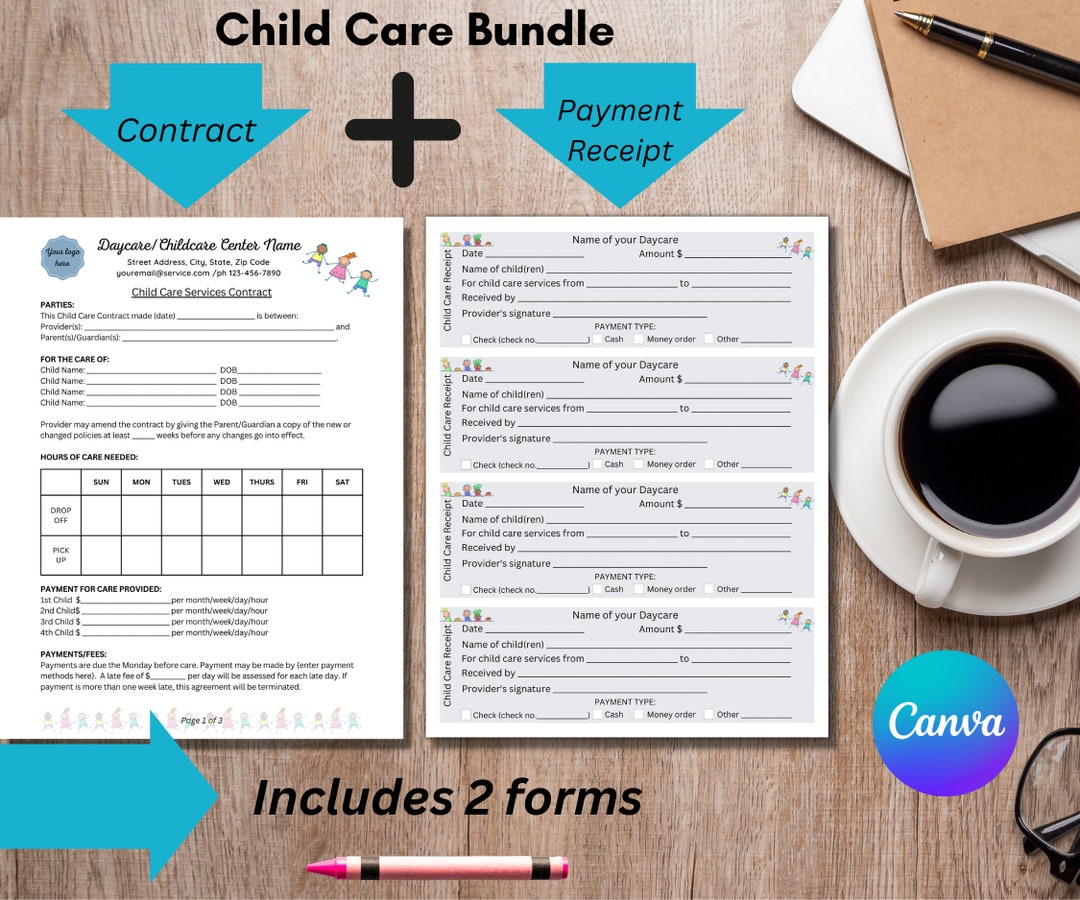 Daycare Contract & Daycare Receipt Bundle Child Care - Etsy