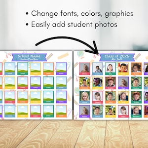 School Class Composite Template for CANVA, Kindergarten School Photo ...