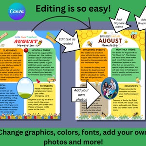 Editable Classroom Newsletter Template: August, Preschool, Teacher ...