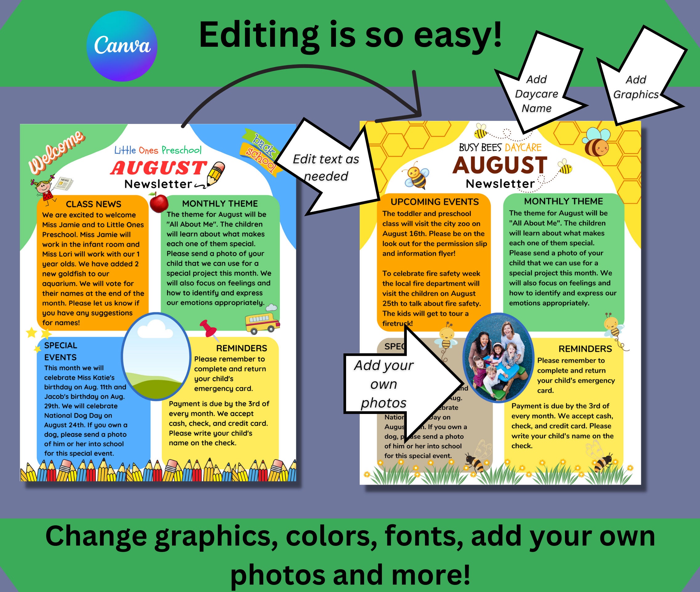 Editable Classroom Newsletter Template: August, Preschool, Teacher ...