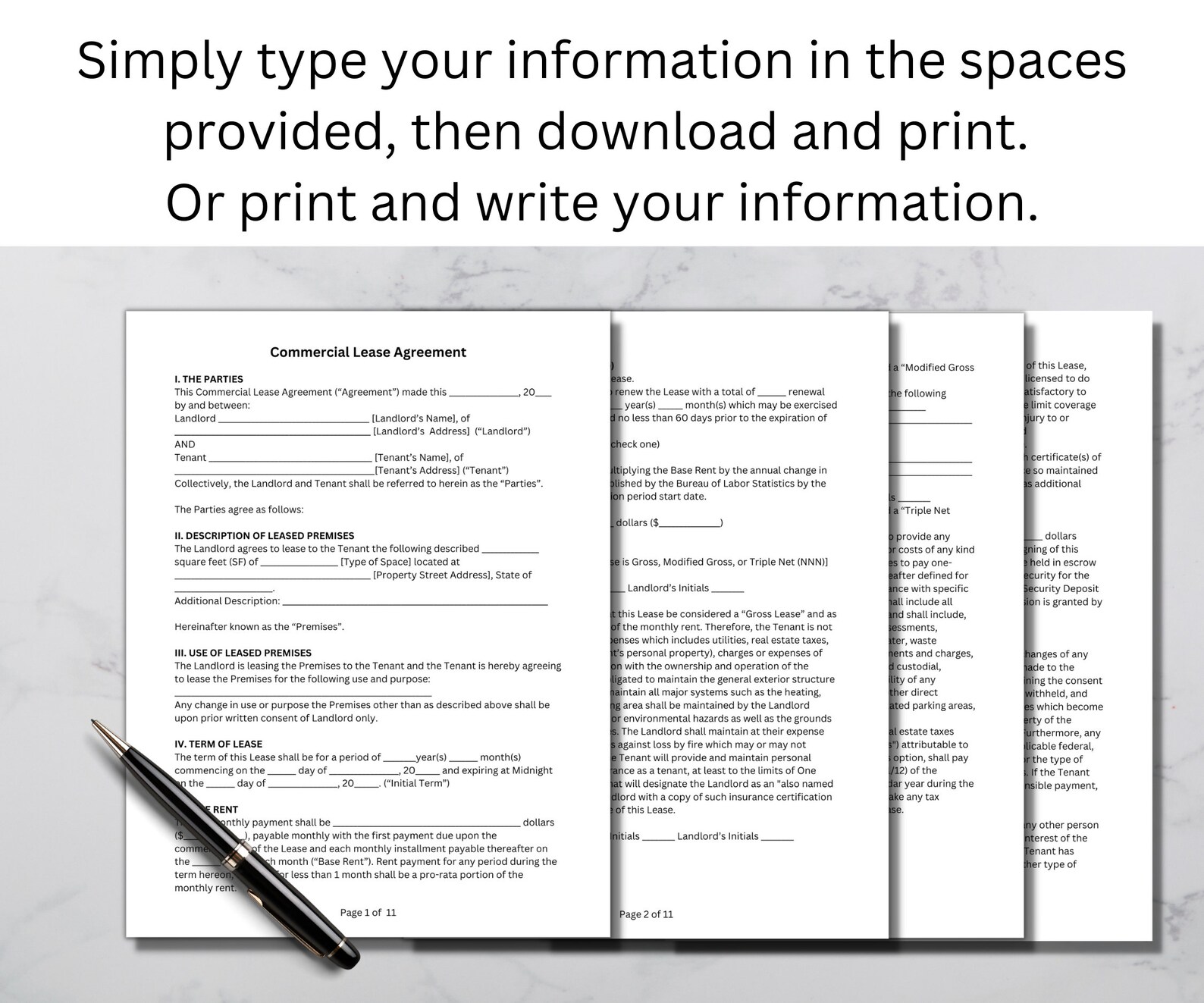 Editable Commercial Lease Agreement Template: Printable Canva Contract ...