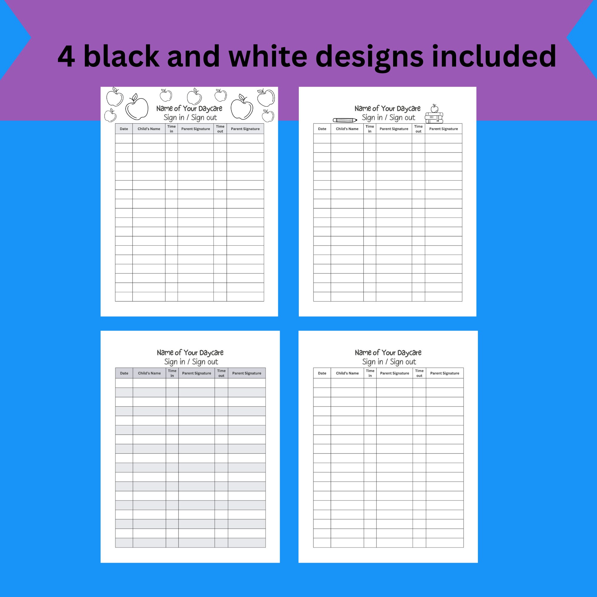 Colorful Sign in Sheet for Daycare, Preschool, Childcare, Home Daycare ...