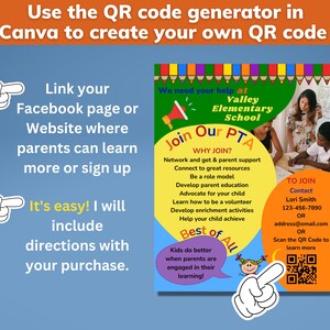 Editable PTA PTO Recruitment Flyer, Printable Handout With QR Code ...