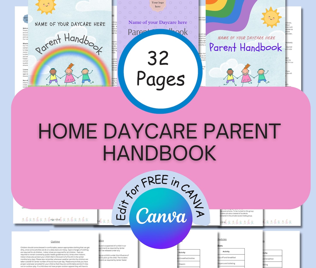 Editable Daycare Parent Handbook Template, Childcare Policies and ...