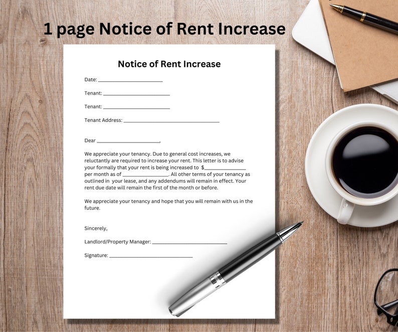 Rent Increase Notice, Rent Increase Letter, Rent Increase Form ...