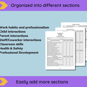 Daycare Staff Evaluation Form, Editable Employee Review, Preschool ...