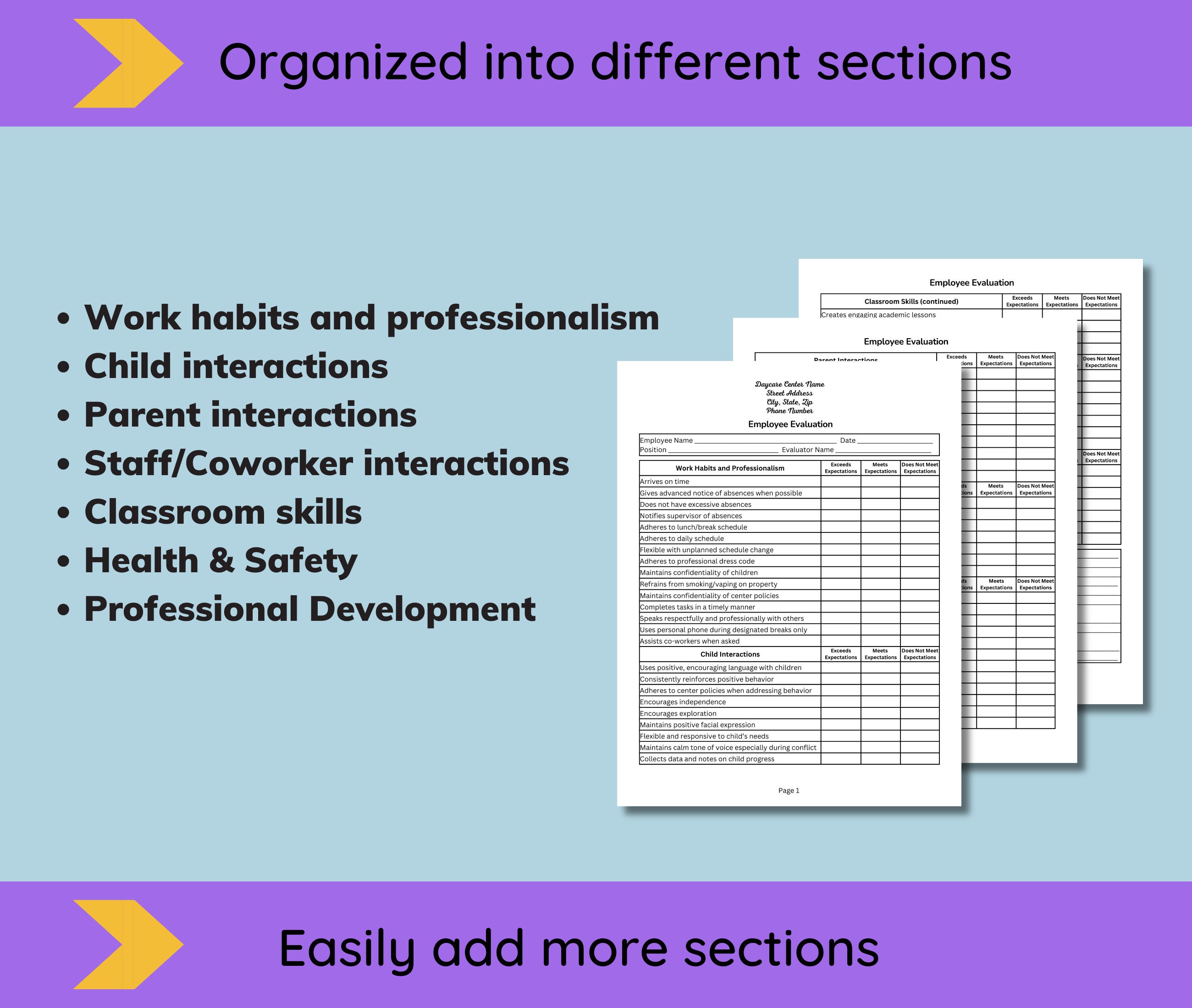 Daycare Staff Evaluation Form: Editable Employee Review (canva Template ...