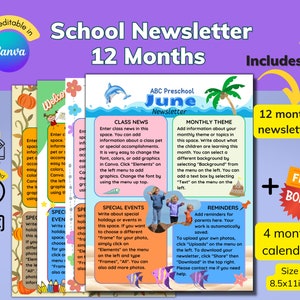 Newsletter Template, Monthly Newsletter, Back to School, Meet the ...