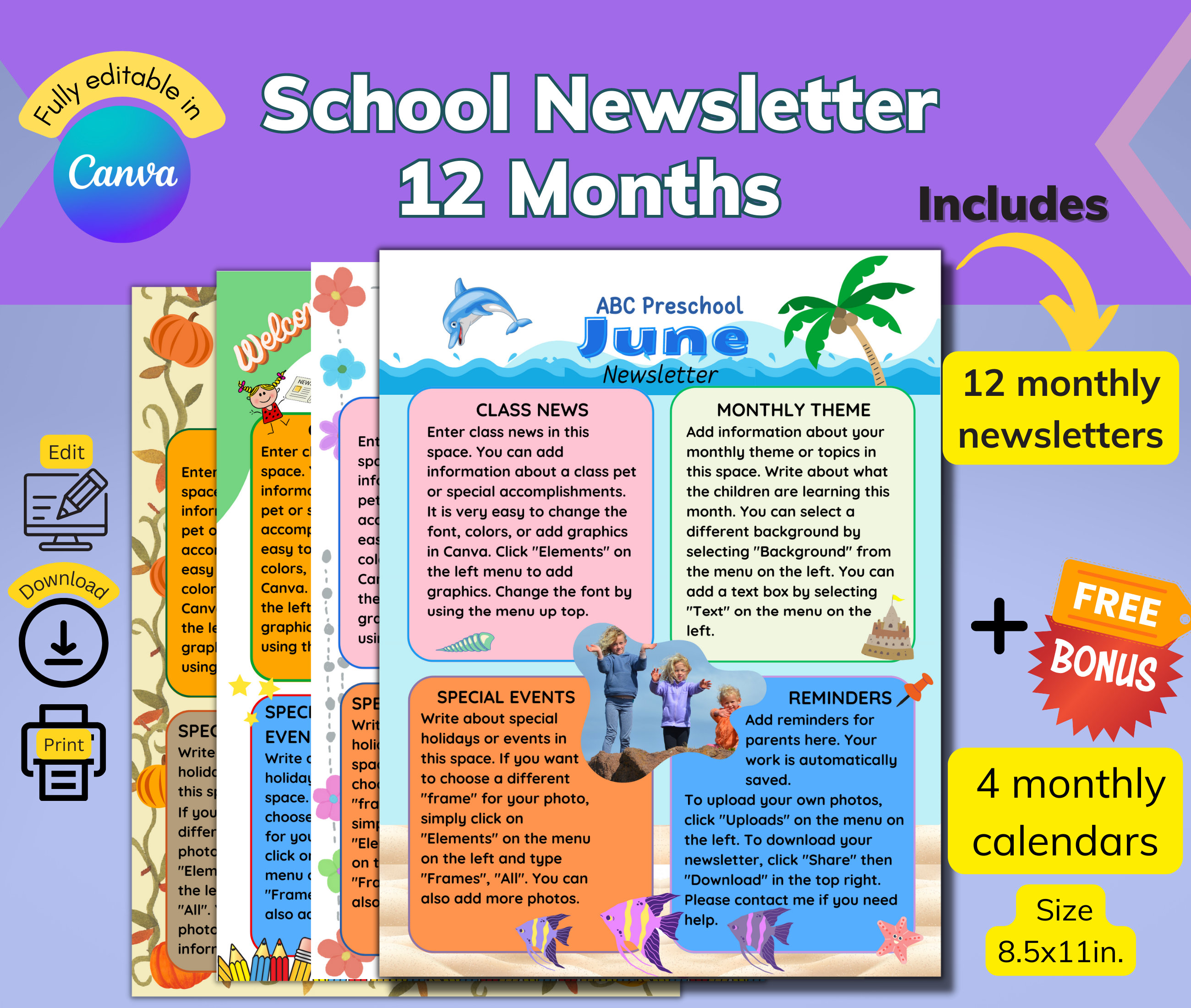 Newsletter Template, Monthly Newsletter, Back to School, Meet the ...