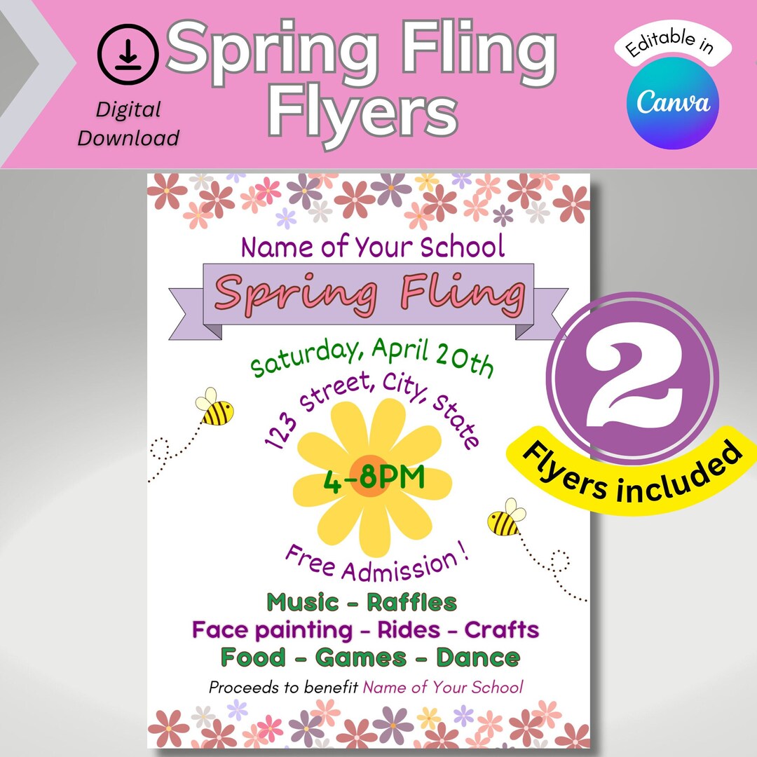Editable Spring Fling Flyer for Schools, Churches, Daycares, Spring ...