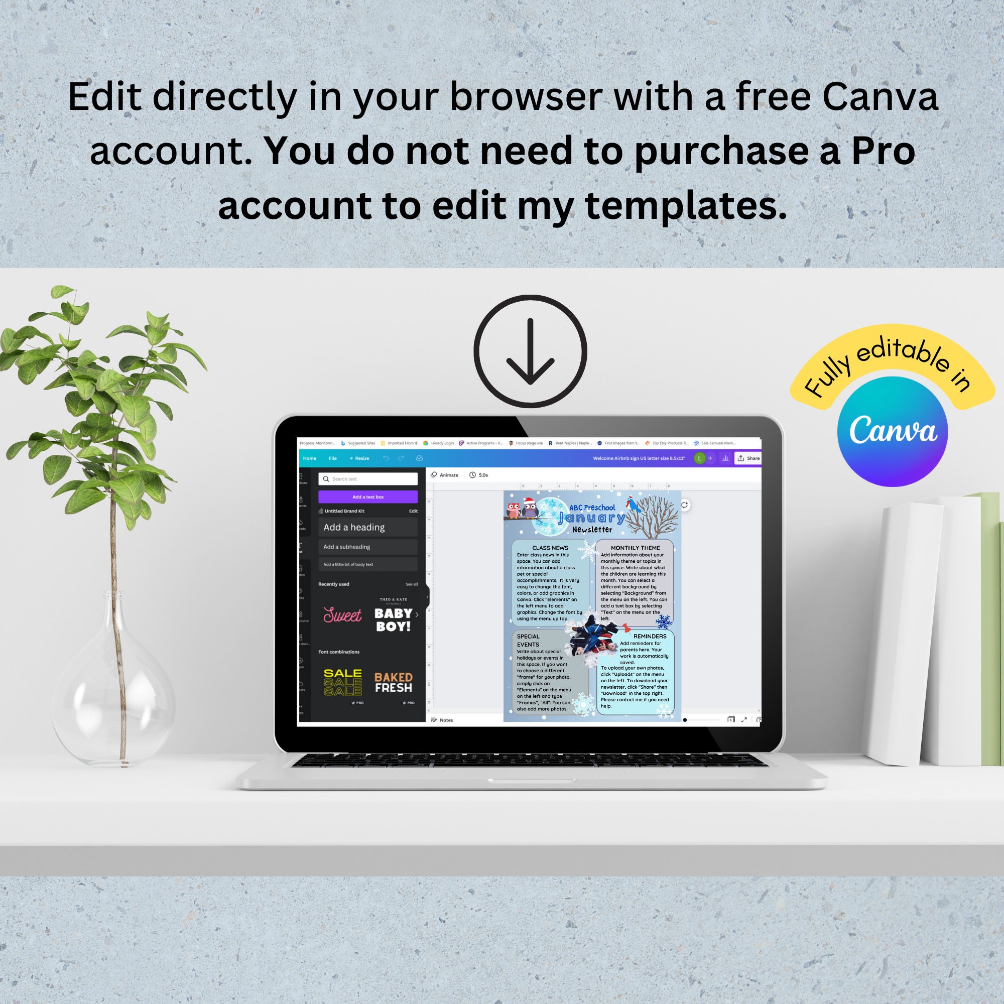January Teacher Newsletter Template: Editable Winter Theme (CANVA ...