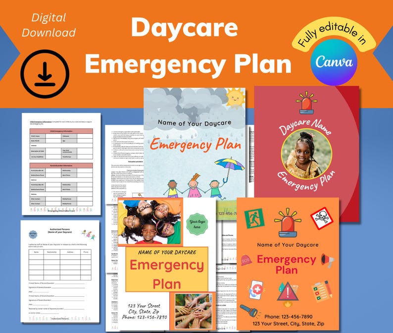 Daycare Emergency Plan, Childcare Emergency Plan, Daycare Forms ...
