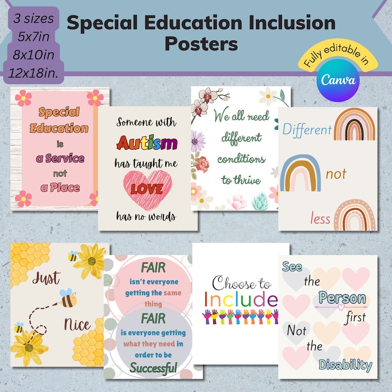 Special Education Posters, Inclusion Poster Bundle, Neurodiversity Art ...