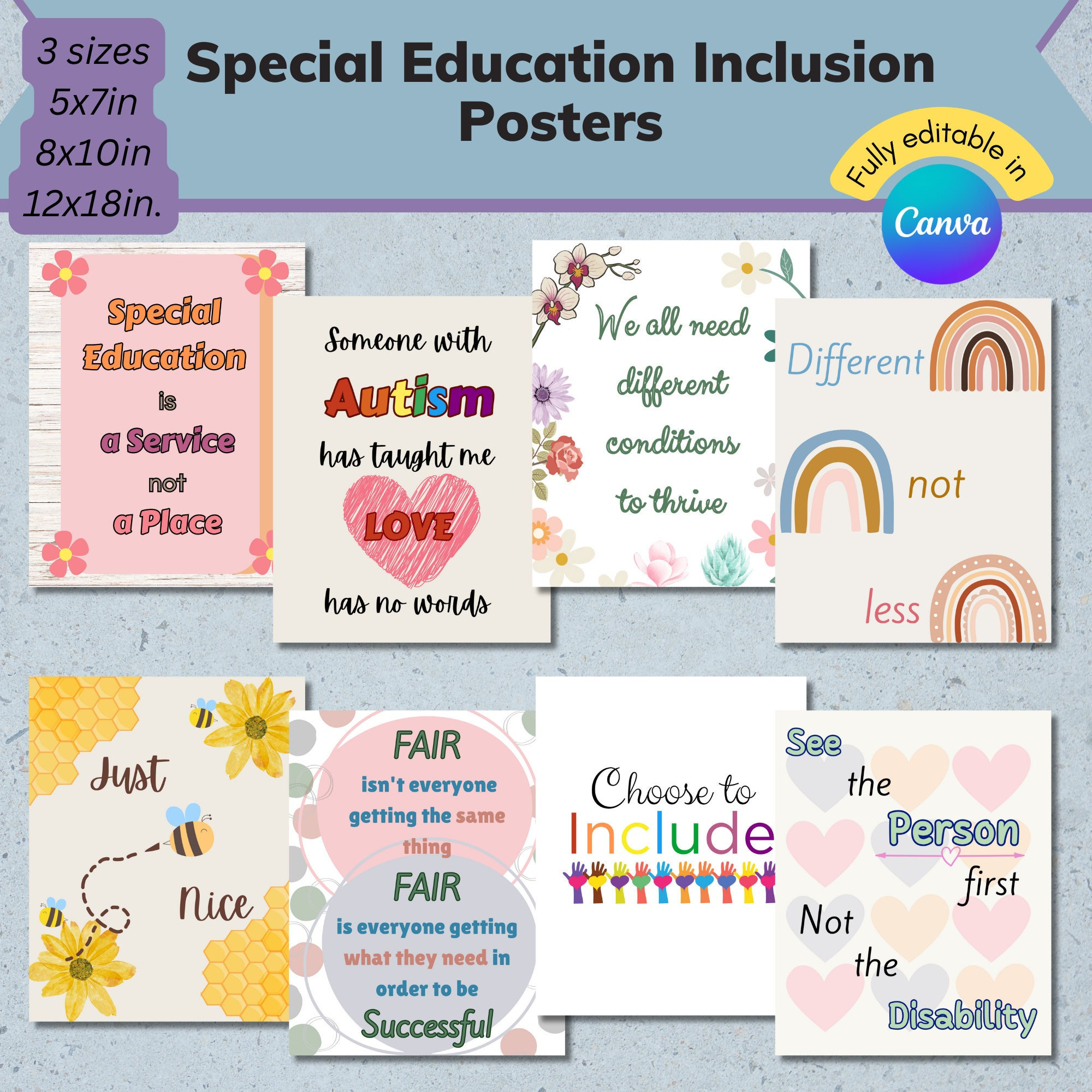 Special Education Posters, Inclusion Poster Bundle, Neurodiversity Art ...