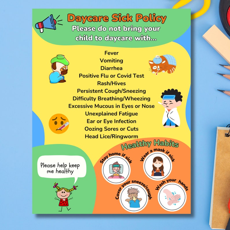 Daycare Sickness Posters, Sick Policy Posters, Daycare Sick Poster ...