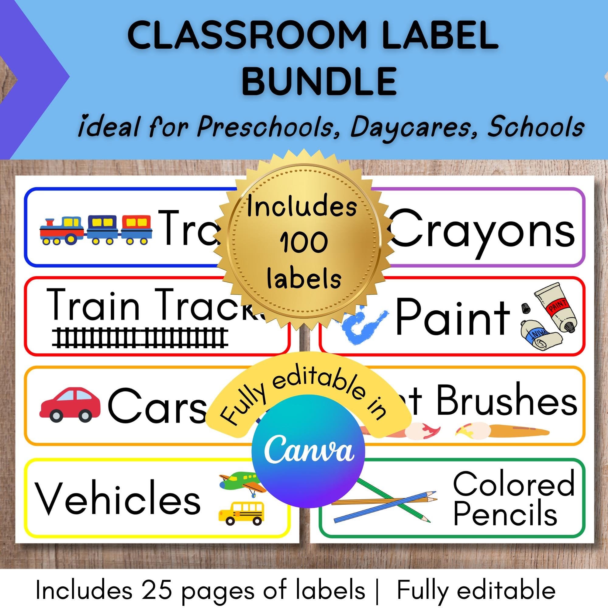 Classroom Supply Labels, Daycare Labels, Cleaning Labels, Toy Bin ...