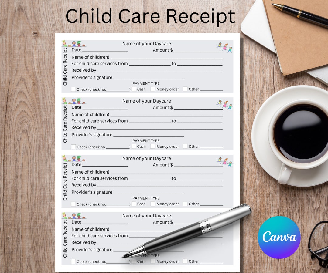 Daycare Receipt Childcare Receipt Printable Receipt for - Etsy