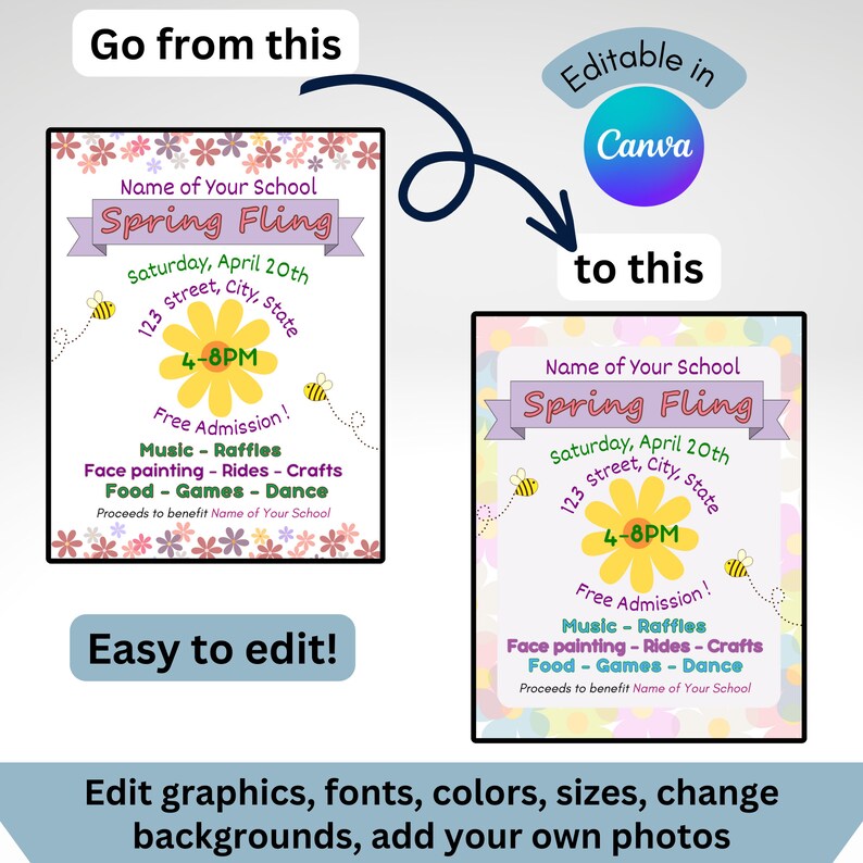 Editable Spring Fling Flyer for Schools, Churches, Daycares, Spring ...