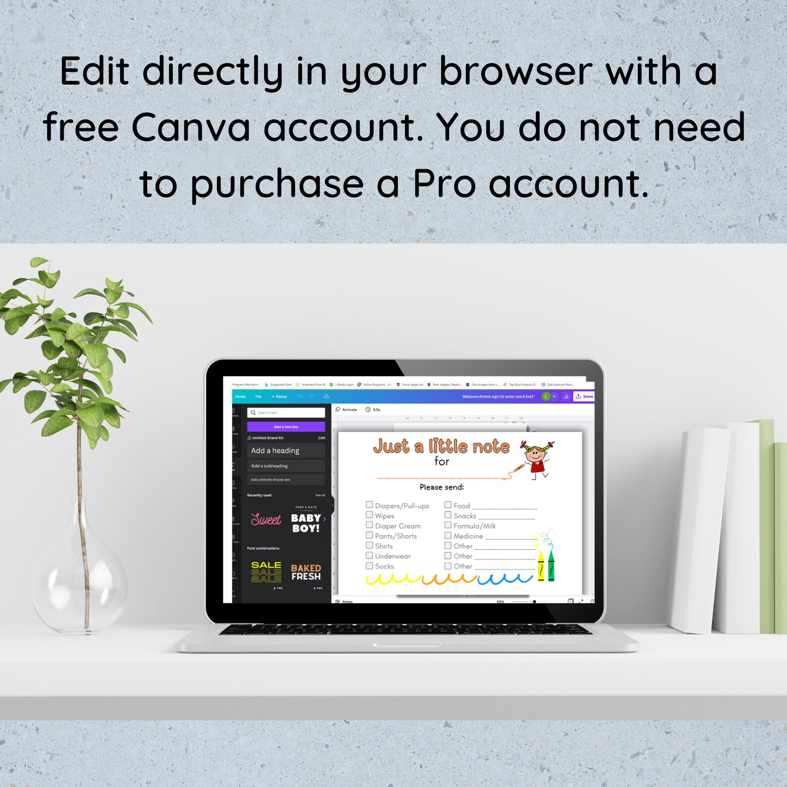 Daycare Supply Note: Printable Reminder, Editable in Canva (digital ...