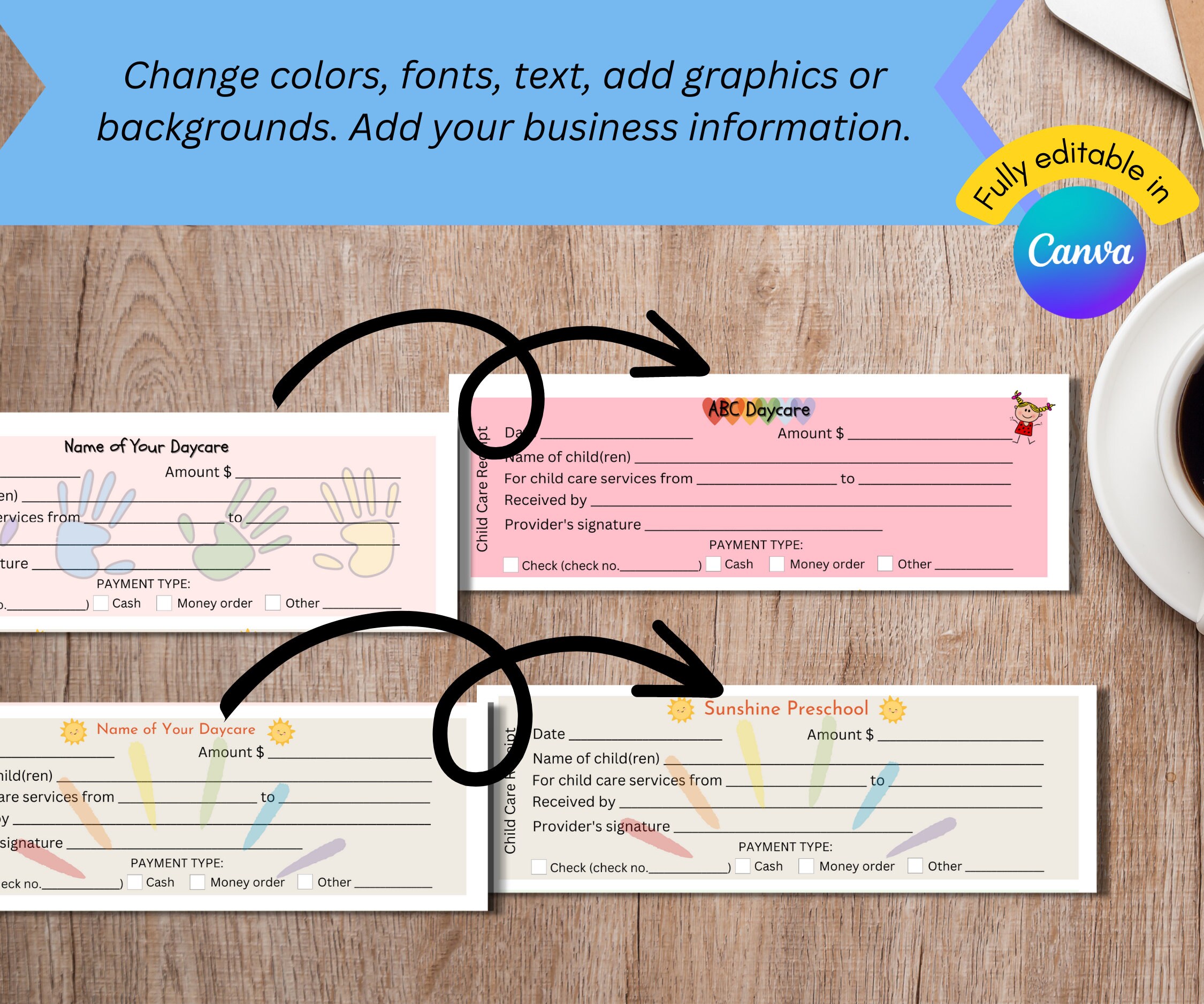 Editable Daycare Receipt Template: Printable Childcare Forms (canva) - Etsy
