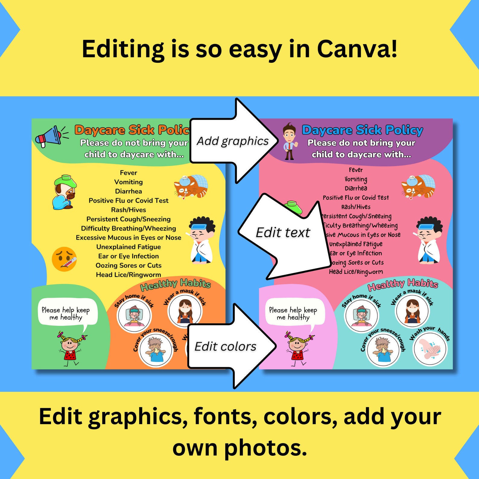 Daycare Sickness Posters, Sick Policy Posters, Daycare Sick Poster ...