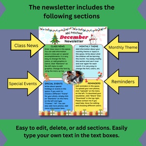 Winter Theme Newsletter Template: Teacher Classroom, December (canva ...