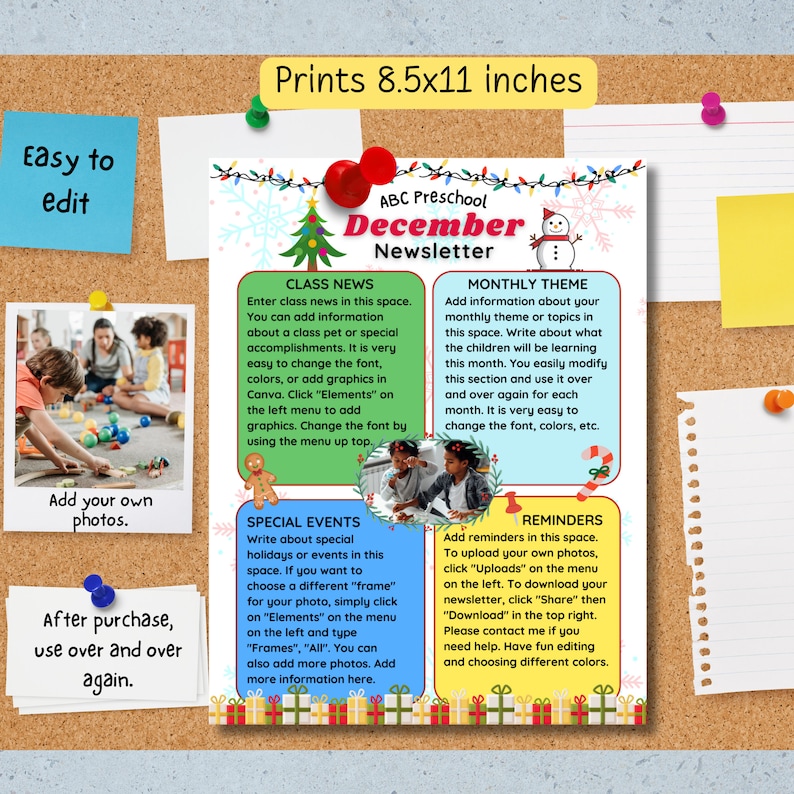 Winter Theme Newsletter Template: Teacher Classroom, December (canva ...