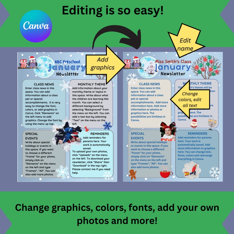 January Newsletter, Classroom Newsletter Template, Monthly Newsletter ...