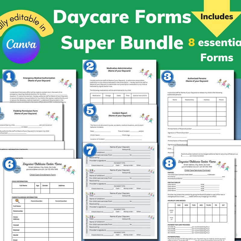 Home Daycare Forms - Etsy