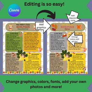 Editable Classroom Newsletter Template: Fall Theme (CANVA Digital ...