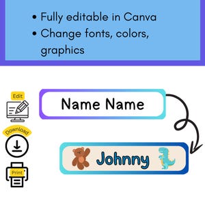 Student Name Labels Editable, Preschool Name Label, Name Label ...