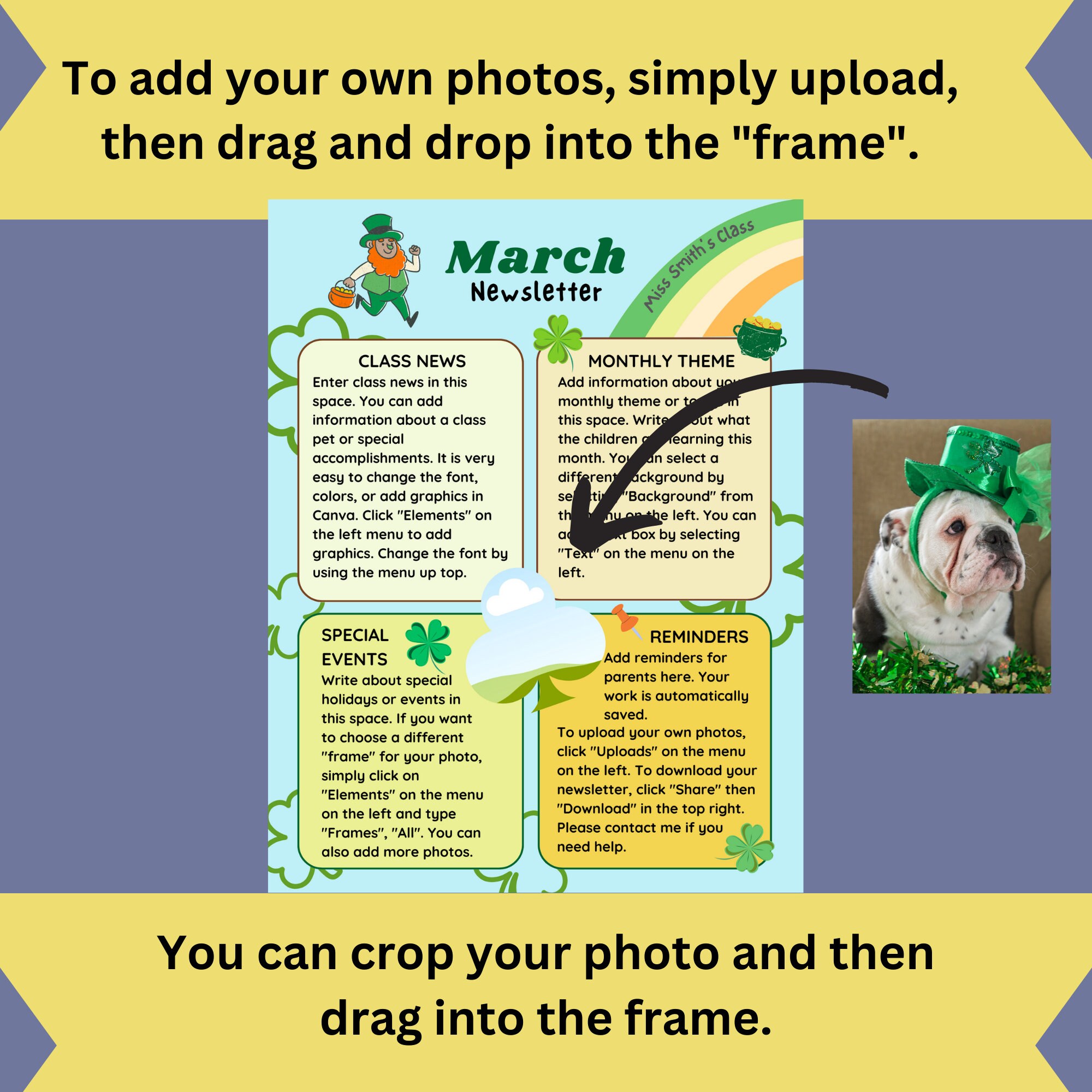 Editable Classroom Newsletter Template: March, Weekly (CANVA Digital ...