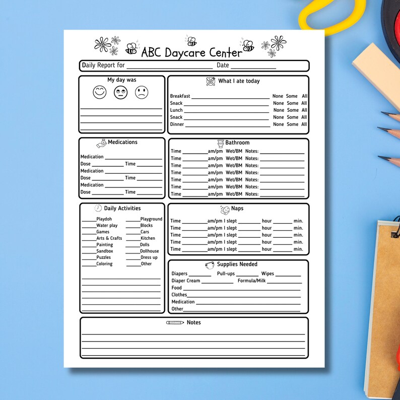 Daycare Daily Report Template: Infant, Toddler, Preschool (canva ...