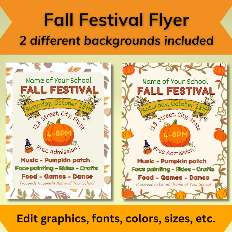 Editable Fall Festival Flyer, PTA Fall Festival Flyer, Trunk or Treat ...