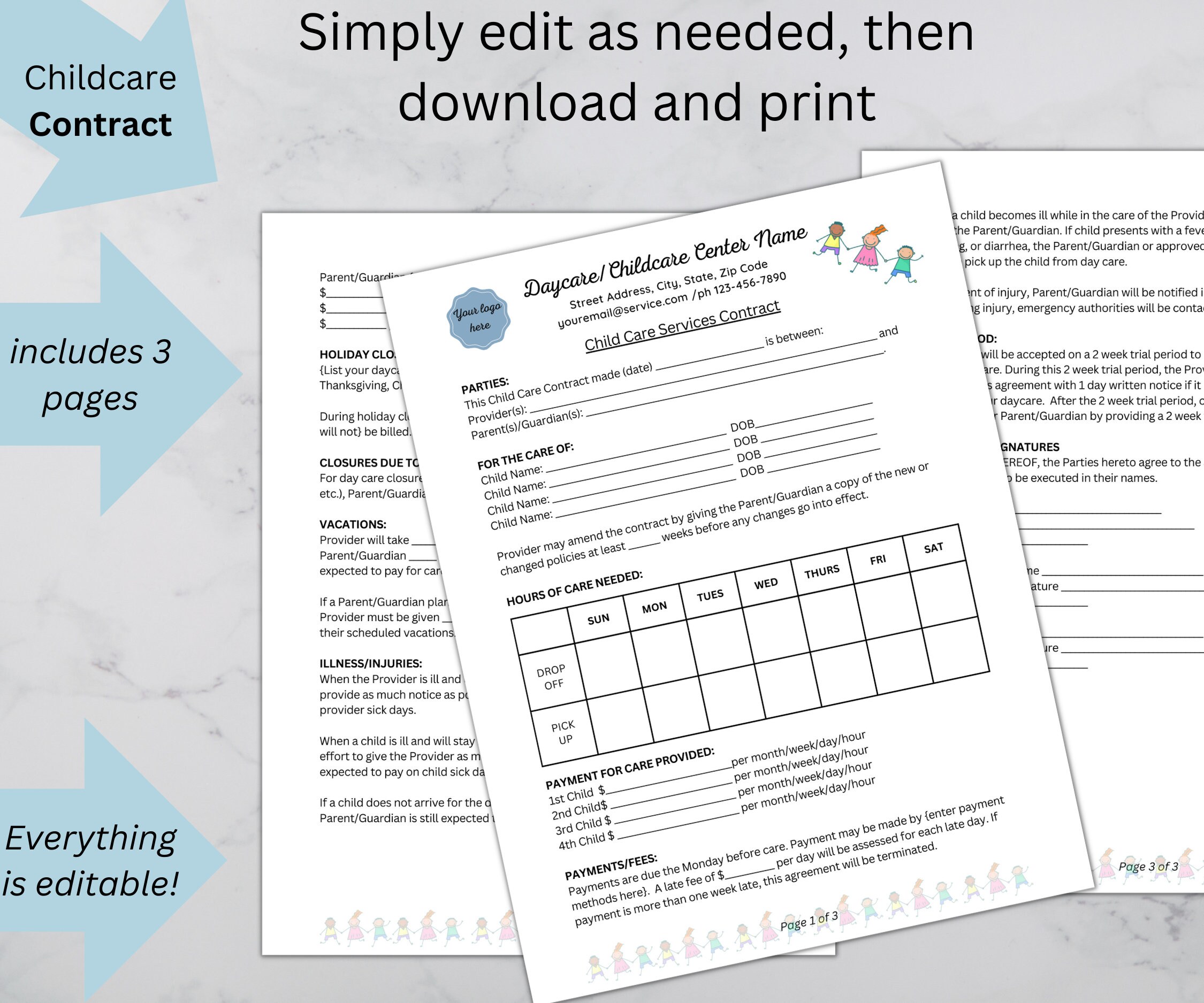 Daycare Forms Bundle, Printable Forms for Daycare, Childcare Forms ...