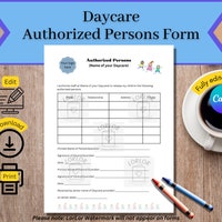 Daycare Pick-up Form, Child Care Center Child Authorized Pick-up ...