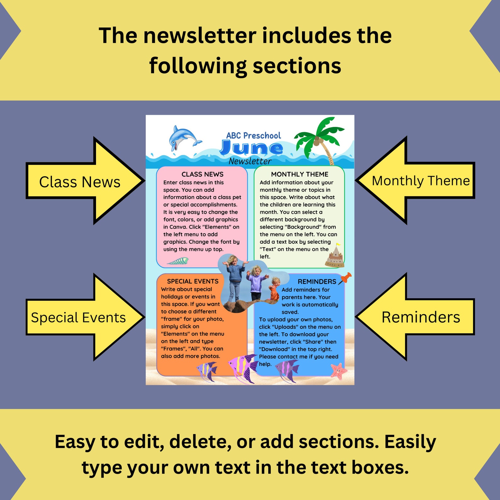 Editable June Classroom Newsletter Template: Canva, 8.5x11 (digital ...