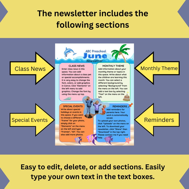 Editable June Classroom Newsletter Template: Canva, 8.5x11 (digital ...