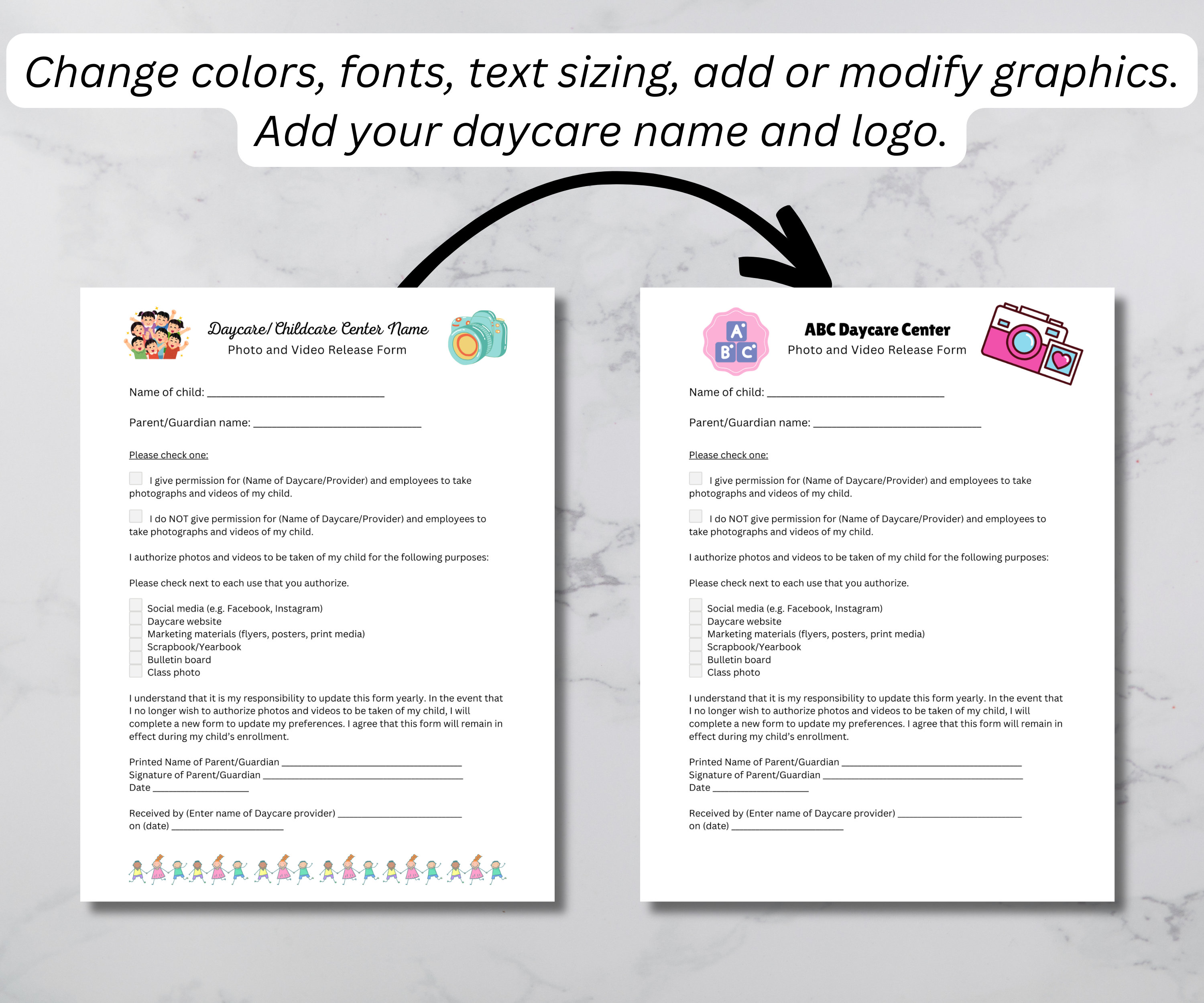 Photo Video Release Form Childcare, Daycare, Preschool, for Daycare ...