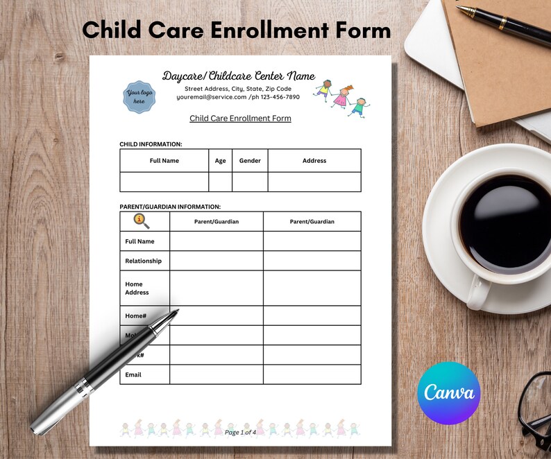 Daycare Enrollment Forms Fully Editable Child Care - Etsy